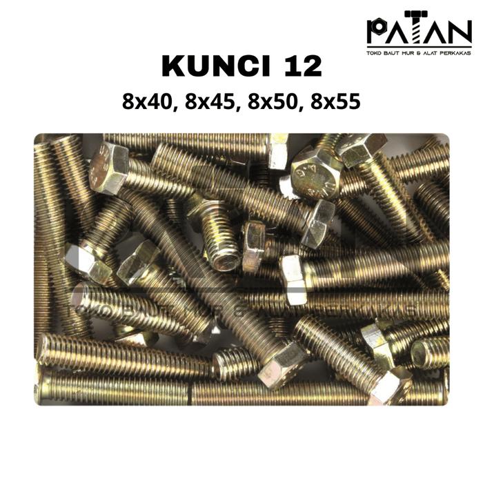 Jual Baut dan Mur Besi M8 (40-55) Kuning Kunci 12 Drat Pitch 1.25 -Baut ...