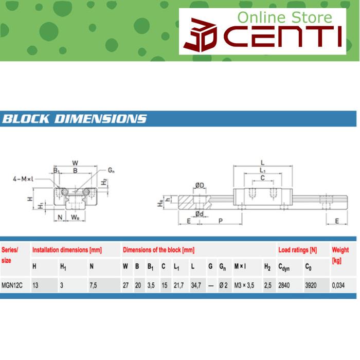 Jual Mgn12C Clone Hiwin Linear Bearing Sliding Block Untuk Mgn12 C ...