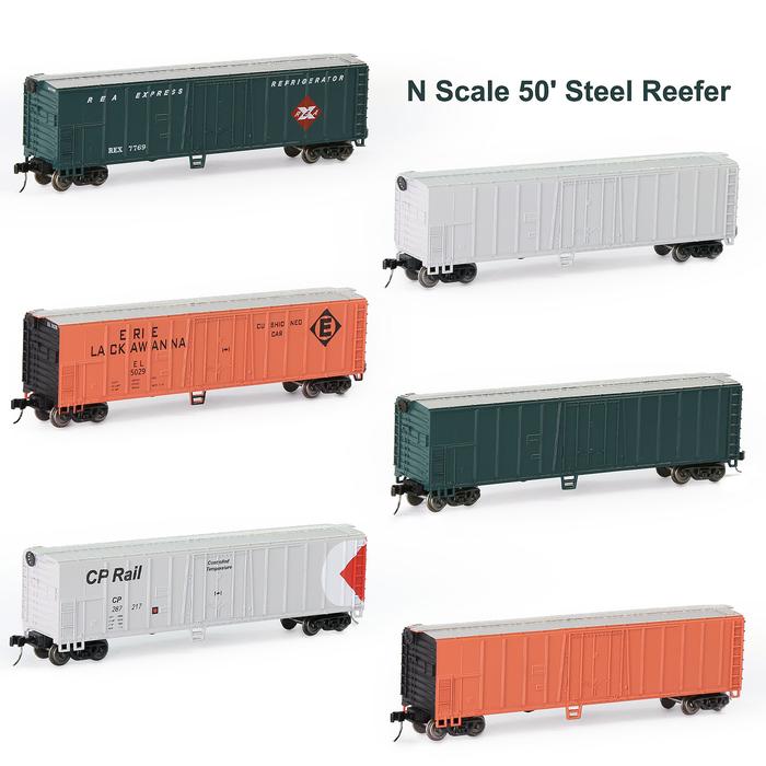Jual 1 Unit Model Trains Wagons N Scale 1:160 50' Steel Reefer 50ft ...