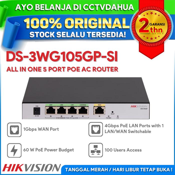 Promo HIKVISION DS-3WG105GP-SI ALL IN ONE 5 PORT POE ACCESS POINT ROUTER - Jakarta Utara ...