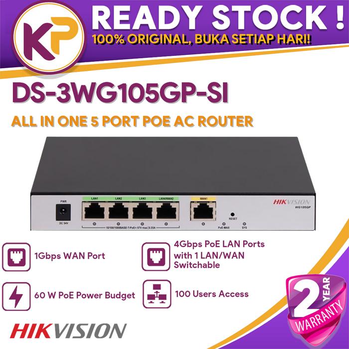 Jual HIKVISION DS-3WG105GP-SI ALL IN ONE 5 PORT POE ACCESS POINT ROUTER ...
