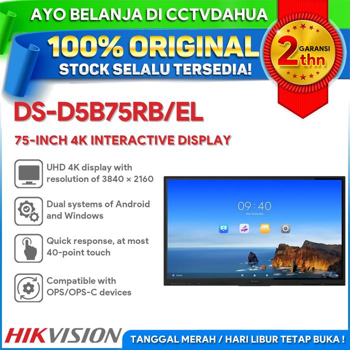 Promo HIKVISION DS-D5B75RB/EL 75-INCH 4K INTERACTIVE DISPLAY - Jakarta ...