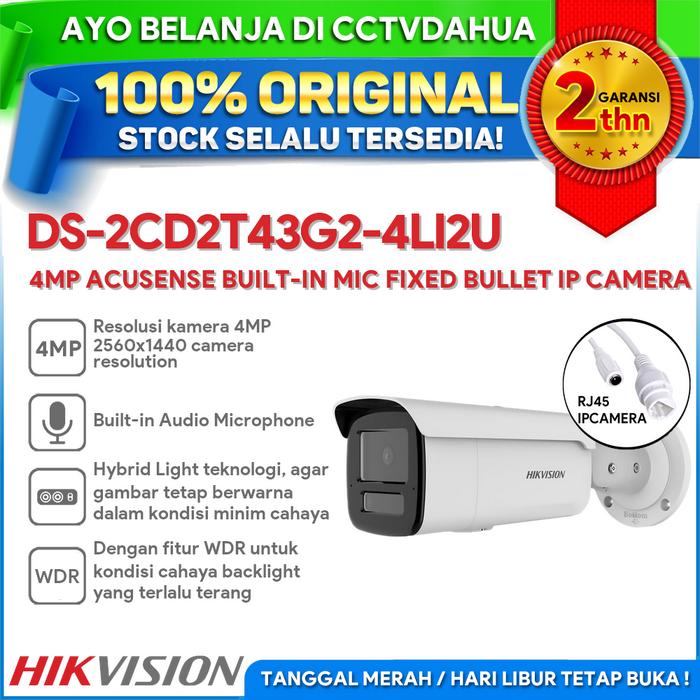Promo HIKVISION DS-2CD2T43G2-4LI2U 4MP ACUSENSE SMART HYBRID LIGHT BUILT-IN MIC MICROSD UPTO ...