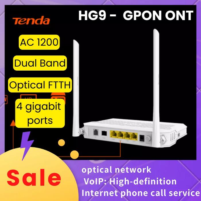 Jual Tenda HG9 GPON AC1200 Dualband Wi-Fi Router ONT FTTH Optical Fiber ...