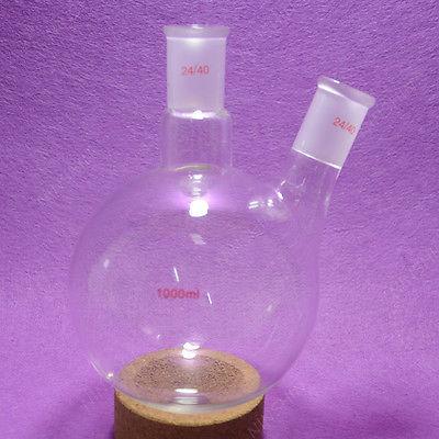 Jual RawLab 1000ml 2 Neck 24/40 Round Bottom Flask 1L Double Necks ...