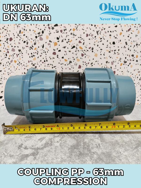 Jual Coupling Pp 63 Mm Okuma Pn 16 Hdpe Compression Coupler Lurus ...