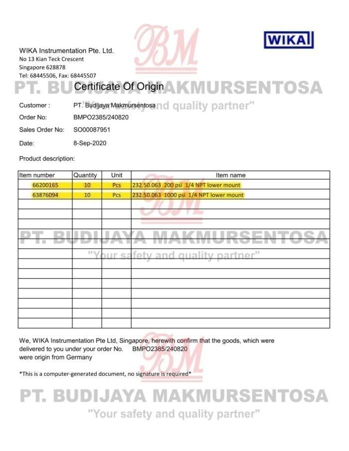 Jual Certificate of Origin (COO) - Jakarta Barat - bjmsonline | Tokopedia