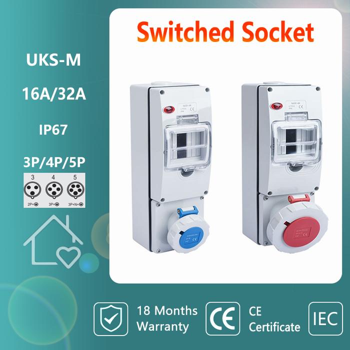 Jual IP67 Electrical Switches CEE Socket With Miniature Circuit Breaker ...