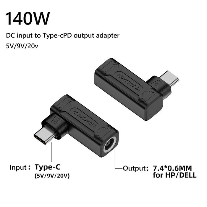 Jual 140W PD Laptop Power Connector DC Jack Female to USB Type C Male ...