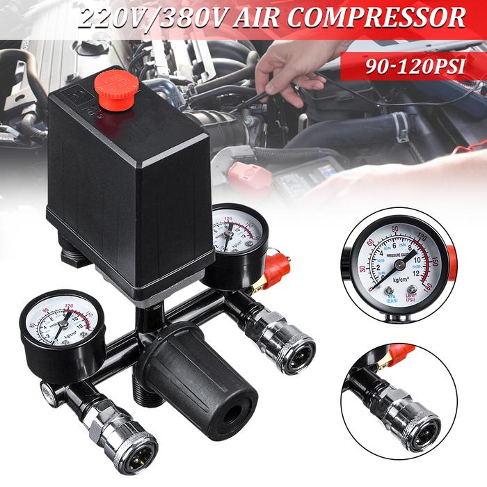 Jual 4 Port Air Compressor 220v All Black Bracket With Switch Manifold ...