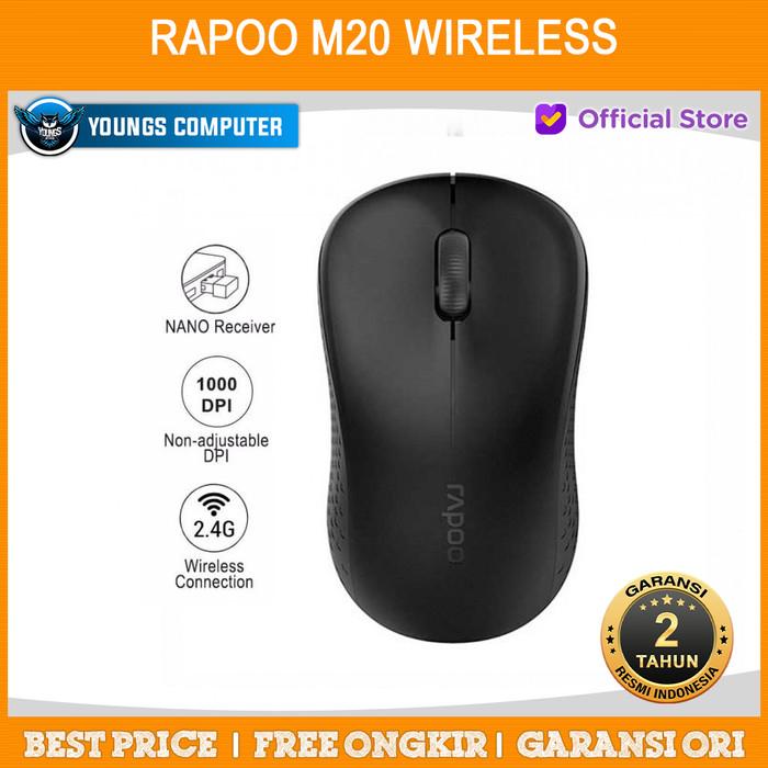 Jual RAPOO M20 Mouse WIRELESS 2.4Ghz. 1000dpi Invisible Optical Sensor ...