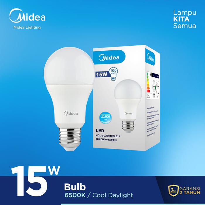 Promo Lampu Bohlam Led - Midea Lighting - 15 Watt Cool Daylight 6500K ...