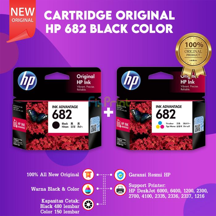 Promo HP Cartridge Tinta 682 Black Color Original Printer Deskjet 6000 ...