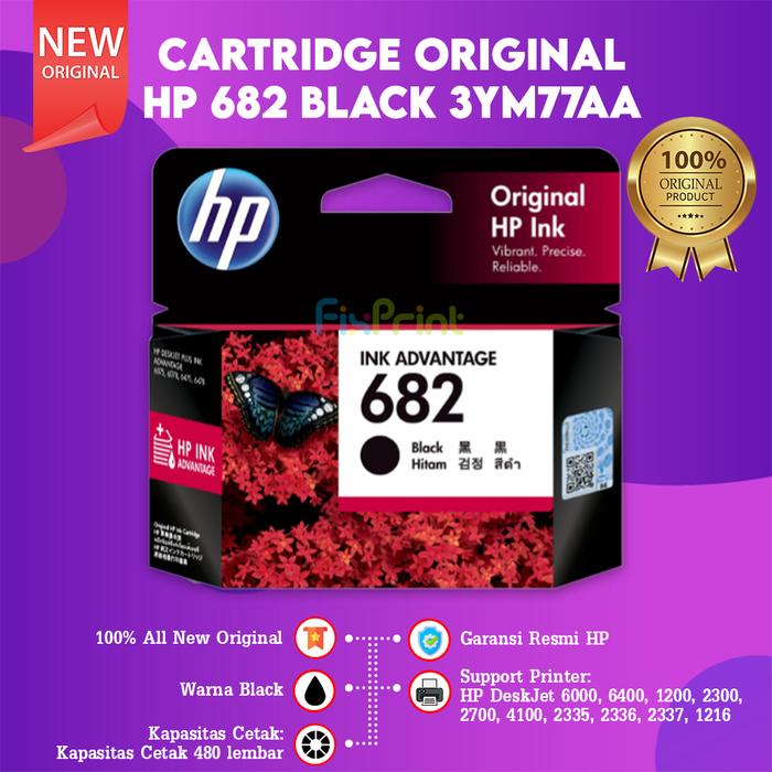 Jual HP Cartridge Tinta 682 Black Color Original Printer Deskjet 6000 ...