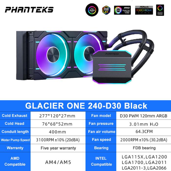 Jual Phanteks GLACIER 360D30 CPU Water Cooled Radiator ARGB 30mm Thick ...