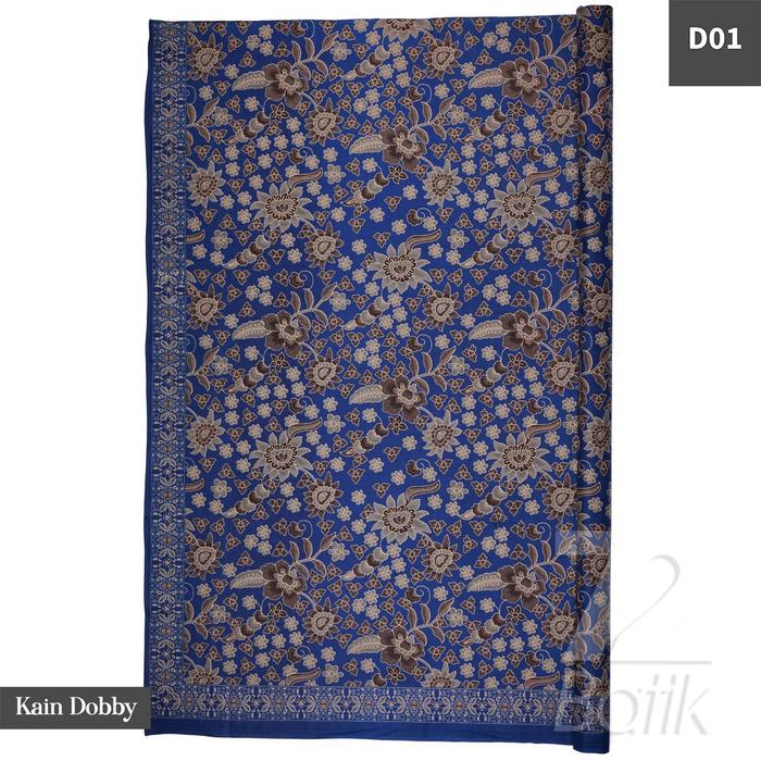 Jual KAIN BATIK PREMIUM Dobby Motif Kembang Warna Biru Blue Dolbi Dobi ...
