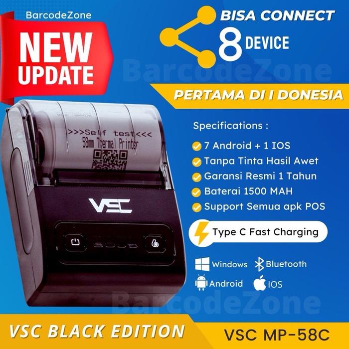 Jual eL- PRINTER THERMAL BLUETOOTH VSC MP-58C RPP02 58MM SUPPORT MOKA ALAMAT - PRINTER KASIR ...