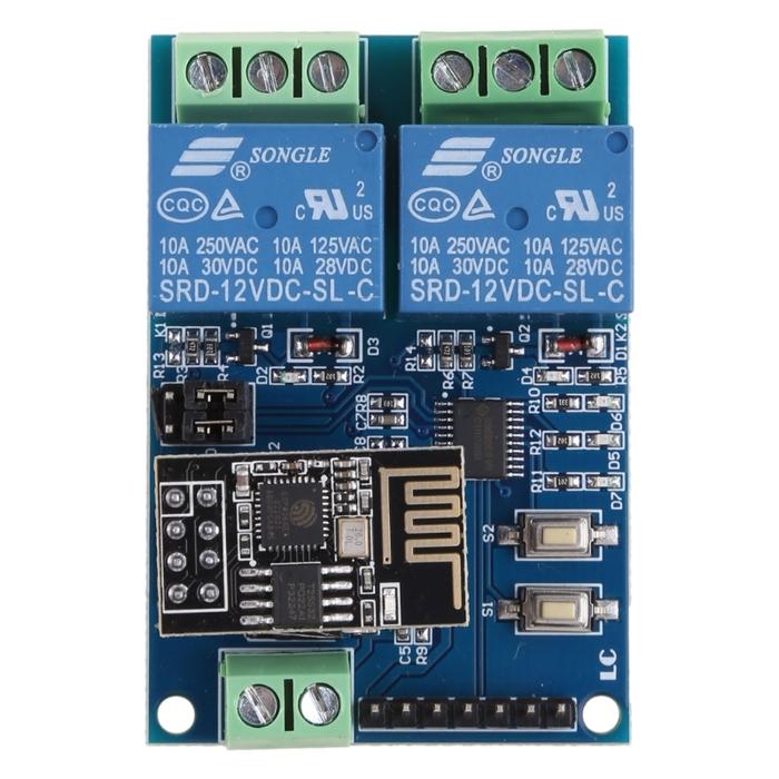Jual ESP8266 Dual Channel WIFI Relay Module ESP-01 DC12V With Relay ...