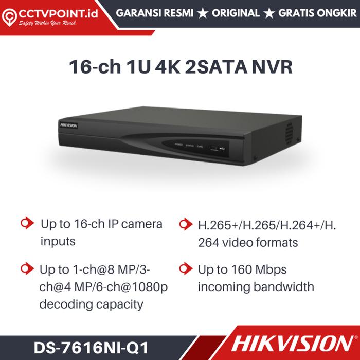 Jual NVR HIKVISION DS-7616NI-Q2 16CH 1U 4K 2SATA NETWORK VIDEO RECORDER ...