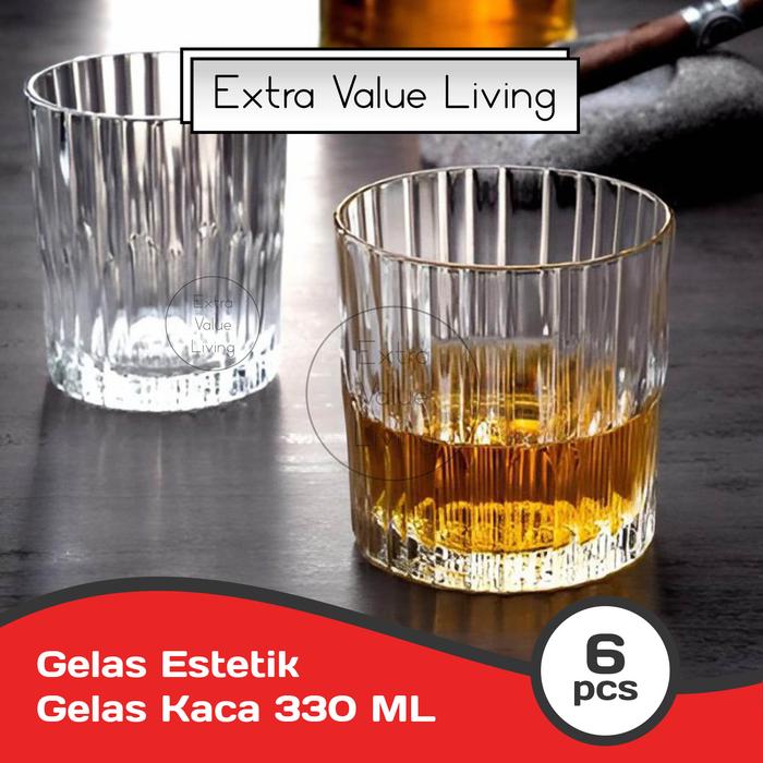 Jual Gelas Kaca Estetik 6 PCS Gelas Minuman Set Gelas Kopi Teh Gelas Picca Citinova Gelas ...