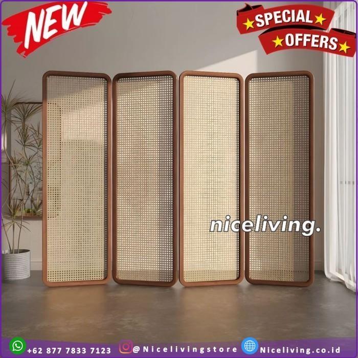 Jual Partisi penyekat ruangan jumbo terbaru sketsel kayu jati mix rotan ...