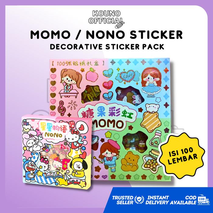 Jual STICKER MOMO & STICKER NONO ISI 100 LEMBAR / WATERPROOF ...