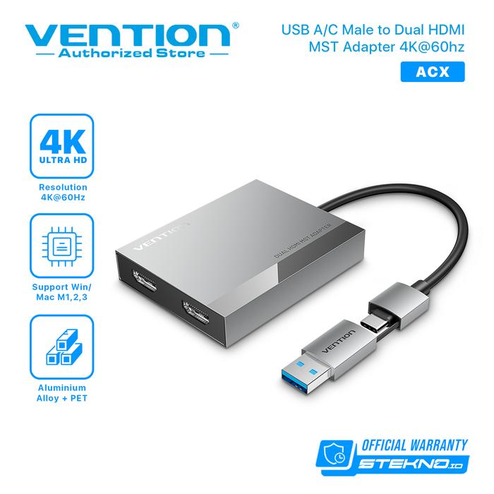 Promo Vention USB A 3.0 Type C to Dual HDMI MST Converter Adapter 4K HD ...