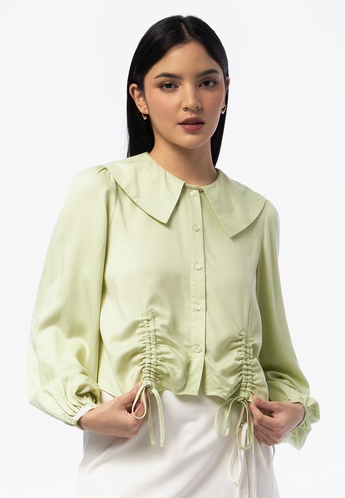 COLORBOX Long Sleeve newest Drawstring Blouse