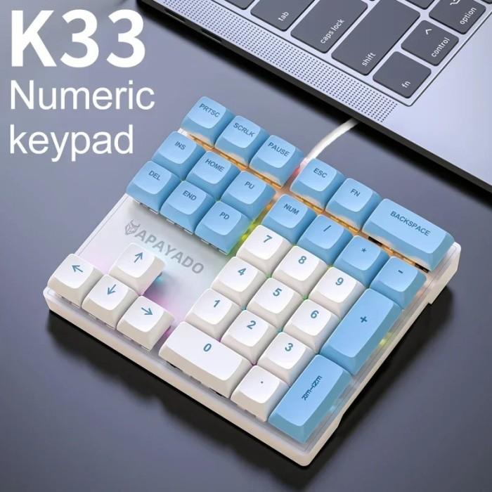 Jual K33 Wired Mechanical Numeric Keypad With Multi-Color Lights Keypad ...