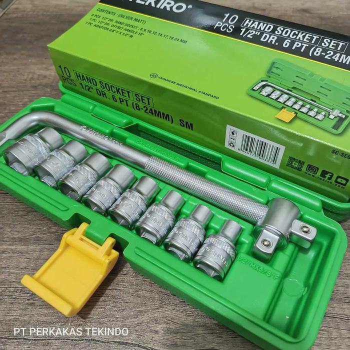 Jual Tekiro Hand Socket Set 10 Pcs 1/2" Dr 6 Pt 8 - 24 Mm 1 Box / Kunci ...