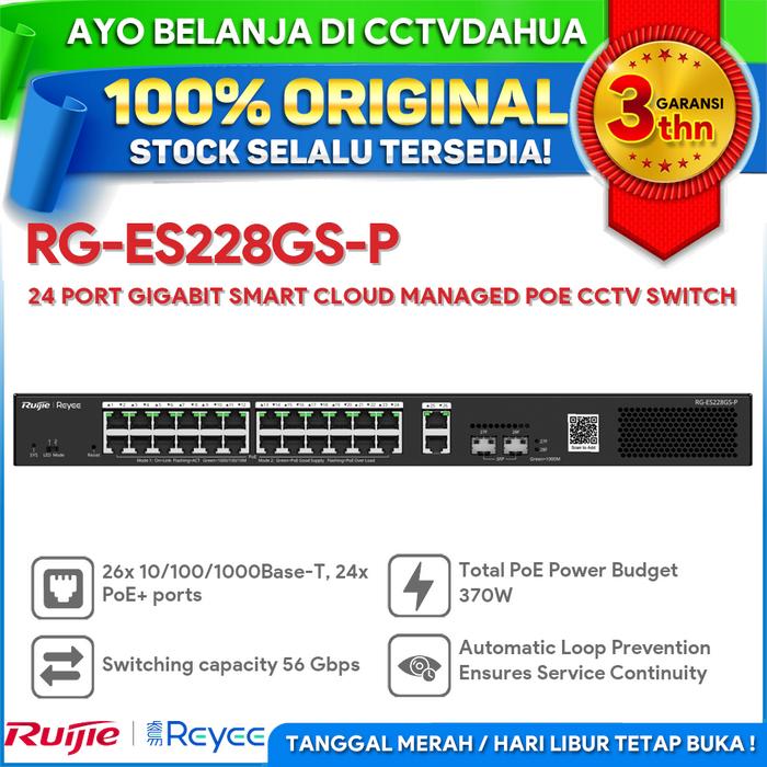 Promo RUIJIE REYEE RG-ES228GS-P 24 PORT GIGABIT SMART CLOUD MANAGED ...