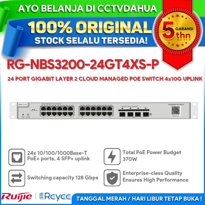 Promo RUIJIE REYEE RG-NBS3200-24GT4XS-P 24 PORT GIGABIT LAYER 2 CLOUD ...
