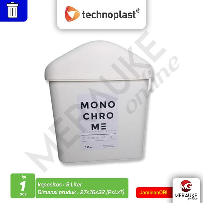 Jual Technoplast Monochrome Square Dustbin Tempat Sampah Kotak 8L ...