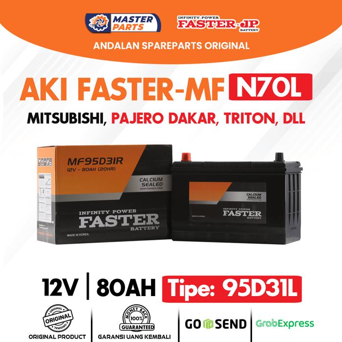 Jual Aki Faster MF N70L 12V 80Ah untuk Mitsubishi Pajero Dakar, Triton ...