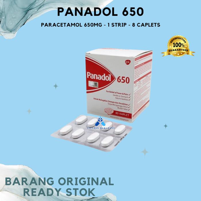 Jual Panadol 650 (Original GSK Paracetamol 650mg) 1 strip (8 caplets ...