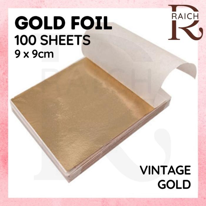 Jual 100 Lembar Gold Foil Leaf Sheet Kertas Emas Resin Nail Art Candle ...