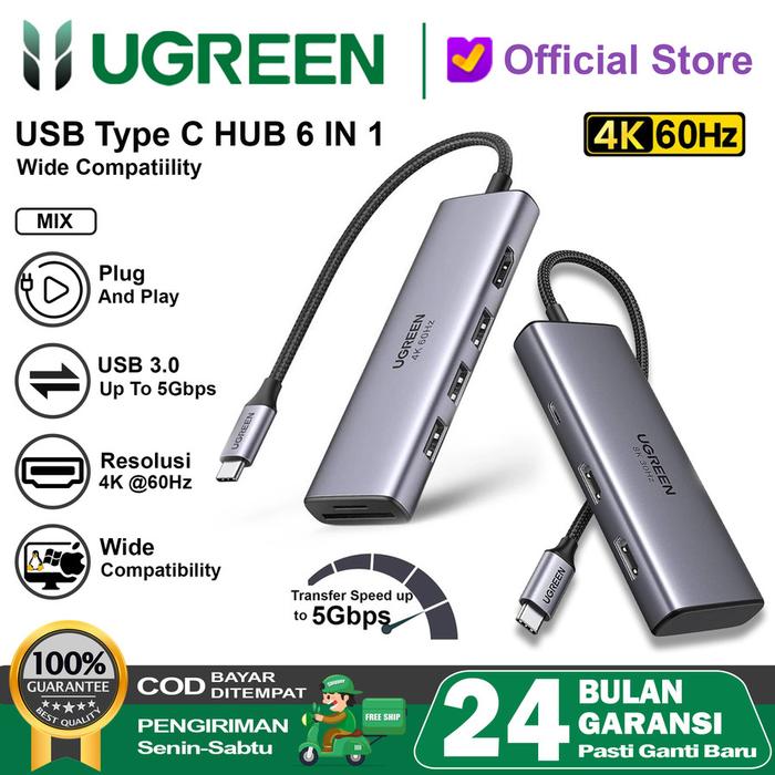 Jual UGREEN USB HUB Type C/ Usb A Adapter HDMI VGA,SD CARD,Ethernet ...