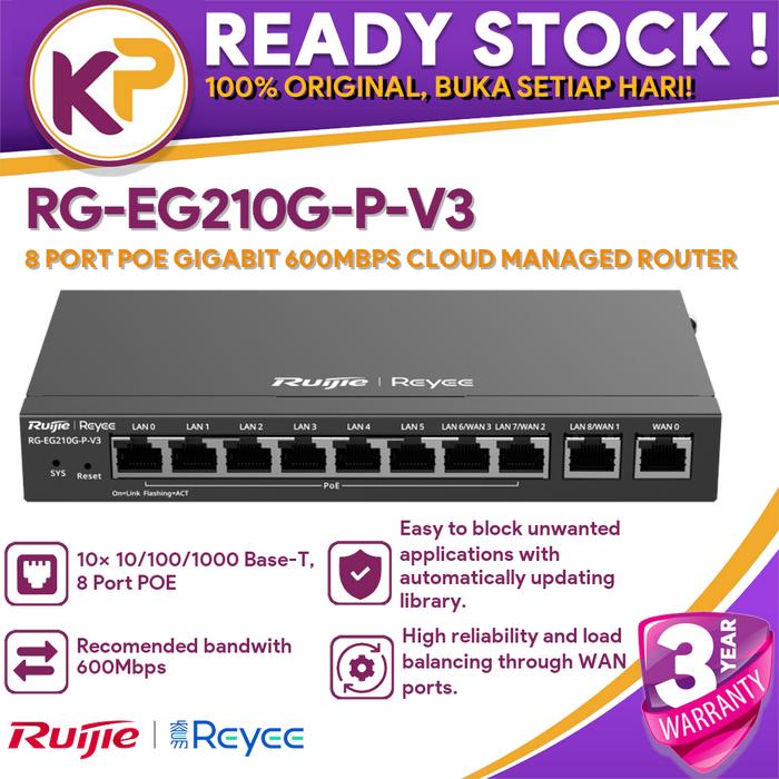 Promo RUIJIE REYEE RG-EG210G-P-V3 8 PORT POE GIGABIT 600MBPS CLOUD ...