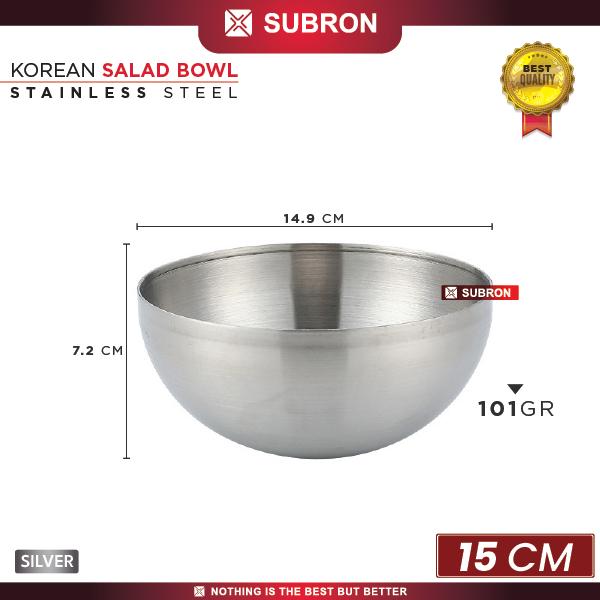 Promo SUBRON Korean Salad Bowl Mangkuk Bulat Sup Stainless Silver Gold ...