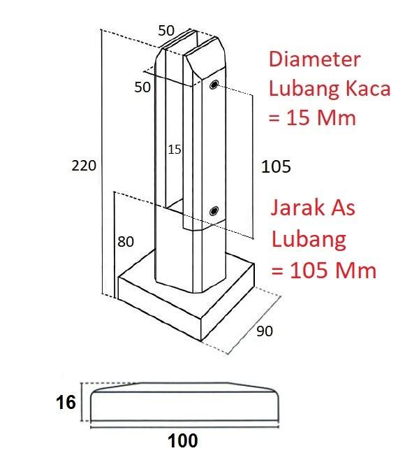 Jual Glass Spigot Railing Tiang Jepit Partisi Kaca Balustrade Spigot ...