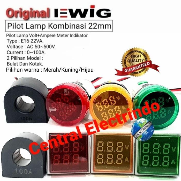 Jual Pilot Lamp LED EWIG VOLT+Ampere Meter Indikator 22mm Ac - Hijau ...
