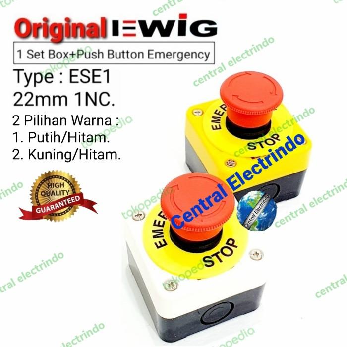 Jual Push Button Emergency + Box 1 Set EWIG ESE1 22mm 1NC. - Putih ...