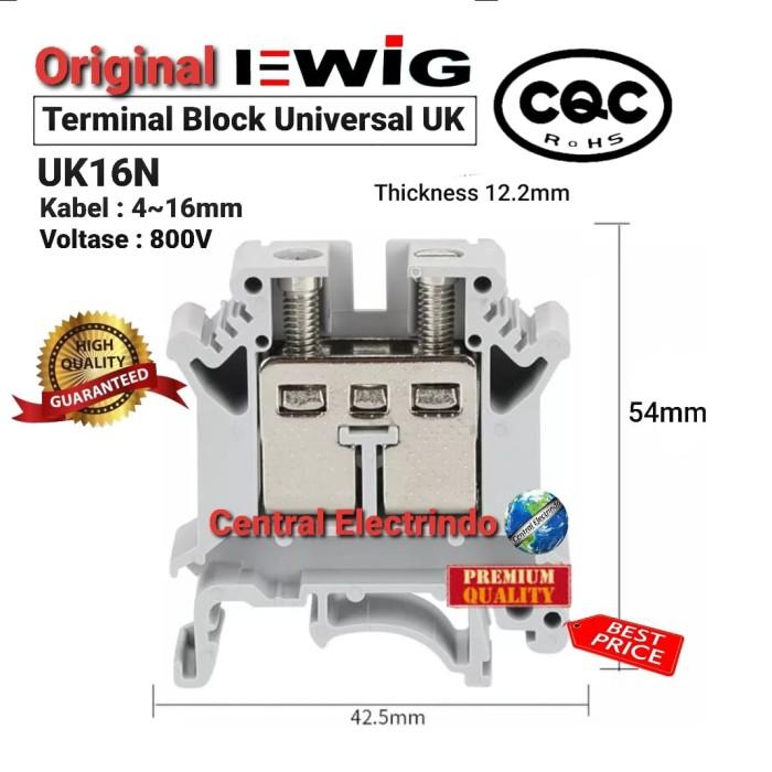 Jual Terminal Block Universal UK16N (4~16mm) 800V Din Rail EWIG. - Kota ...