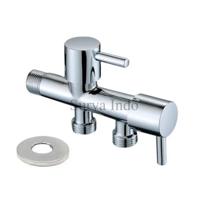 Jual KRAN CABANG ENGKOL 1/2" STAINLESS KERAN AIR DOUBLE STOP KRAN DOBEL BAK MANDI SHOWER TOILET ...