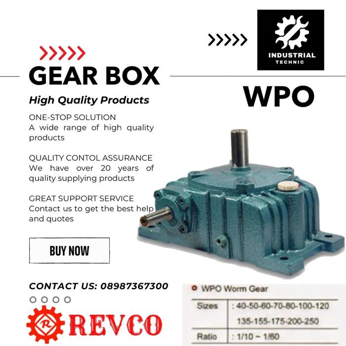 Jual GEAR BOX REVCO WPO 50 WORM GEAR REDUCER RATIO 1:10-60/ GEARBOX WPO ...