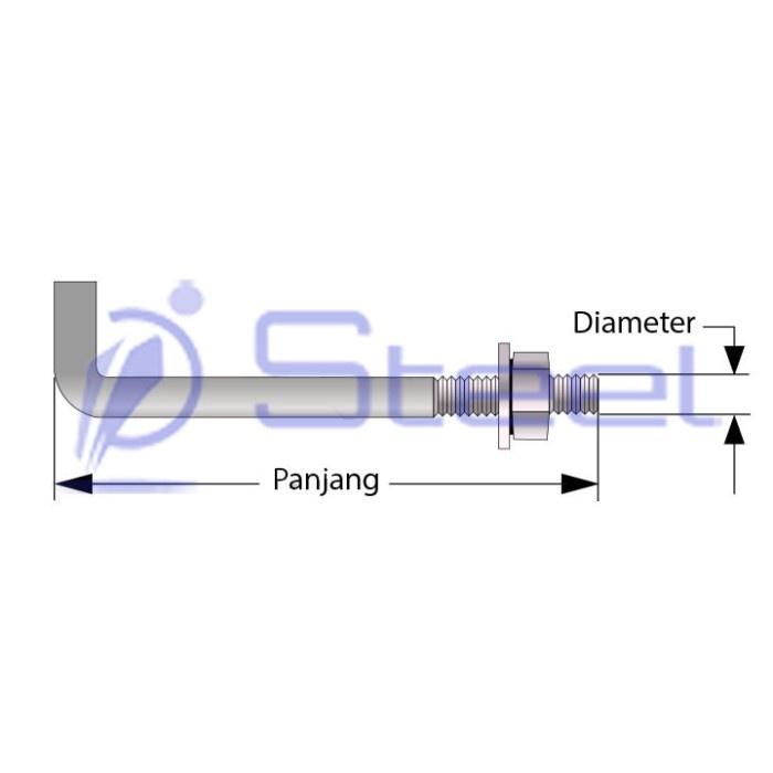 Jual Angkur Besi Beton 7/8 x 45cm x 10cm | Anchor Bolt M22 ( 2 Mur + 2 ...