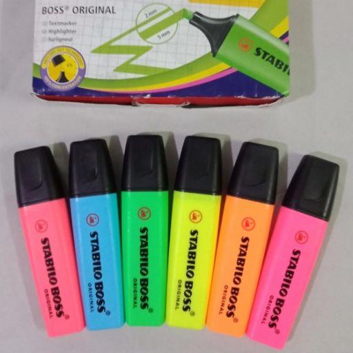 Jual Stabilo/Highlighter BOSS Warna PINK/HIJAU/KUNING/ORANGE/BIRU ...