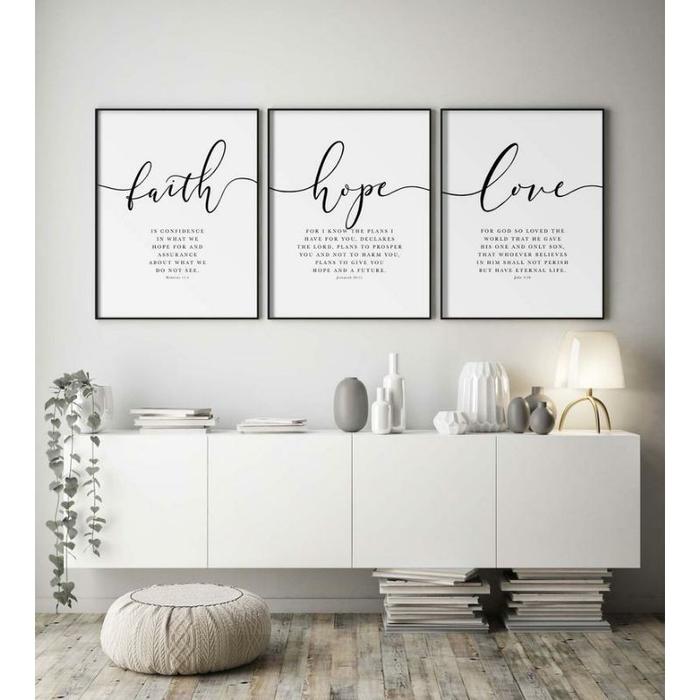 Jual Hiasan dinding Kristen Katolik Faith Hope Love poster rohani ayat ...