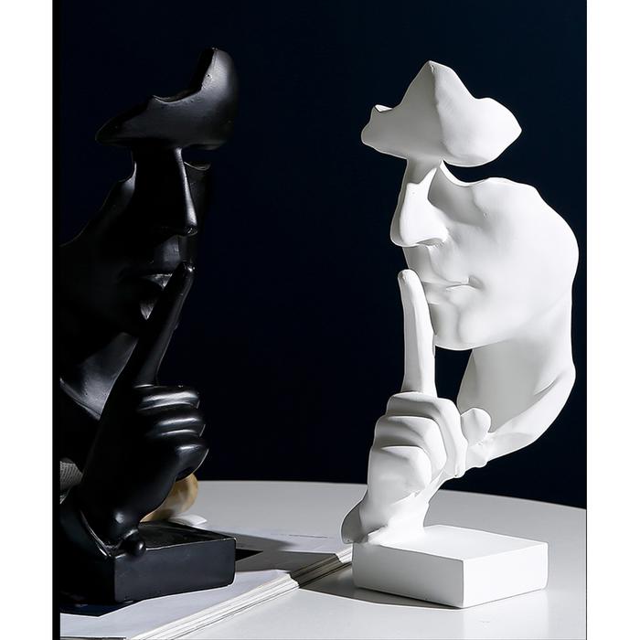 Jual Resin Mask Statue Abstract Statuettes Silence Figurines Sculpture ...