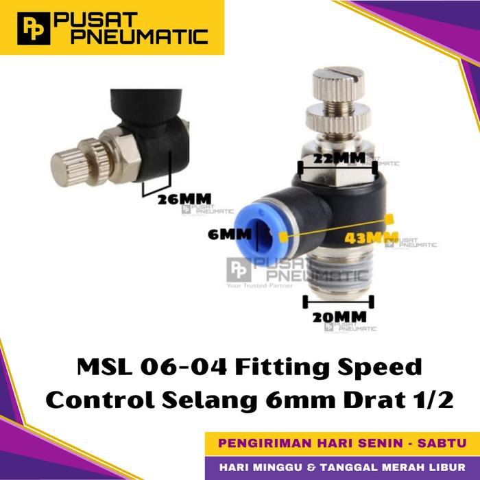 Jual MSL 6-04 One Touch Male Thread Speed Control Fitting Slip Lock Socket Push In Connector ...